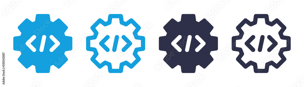 Programming Development Vector Program Coding Icon Set Isolated On 0482