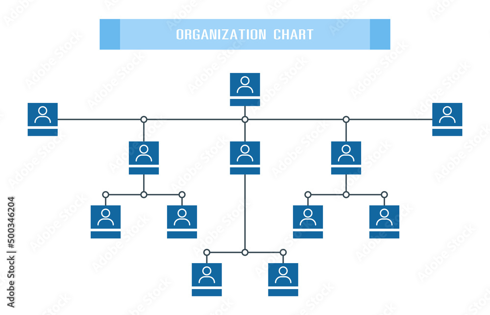 Organization Chart Infographics with People Icon and Abstract Line ...