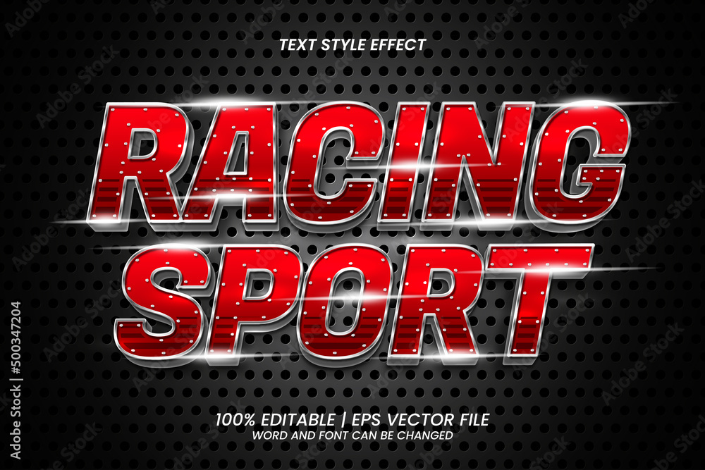 Editable Text Effect Racing Sport 3D Style Stock Vector | Adobe Stock