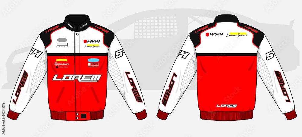 Racing jacket colorful mockup template hoodie car motorcycle Stock ...