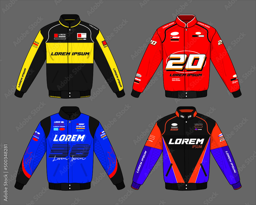 Racing jacket colorful mockup template hoodie car motorcycle Stock ...
