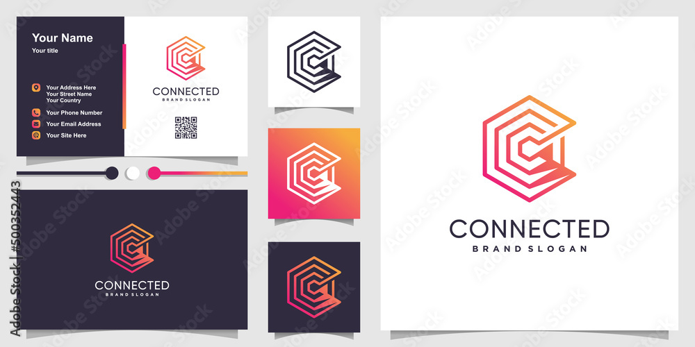 Connect logo design with creative abstract concept Premium Vector Stock ...