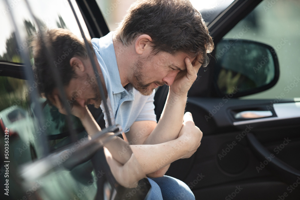 upset driver after traffic accident Stock Photo | Adobe Stock