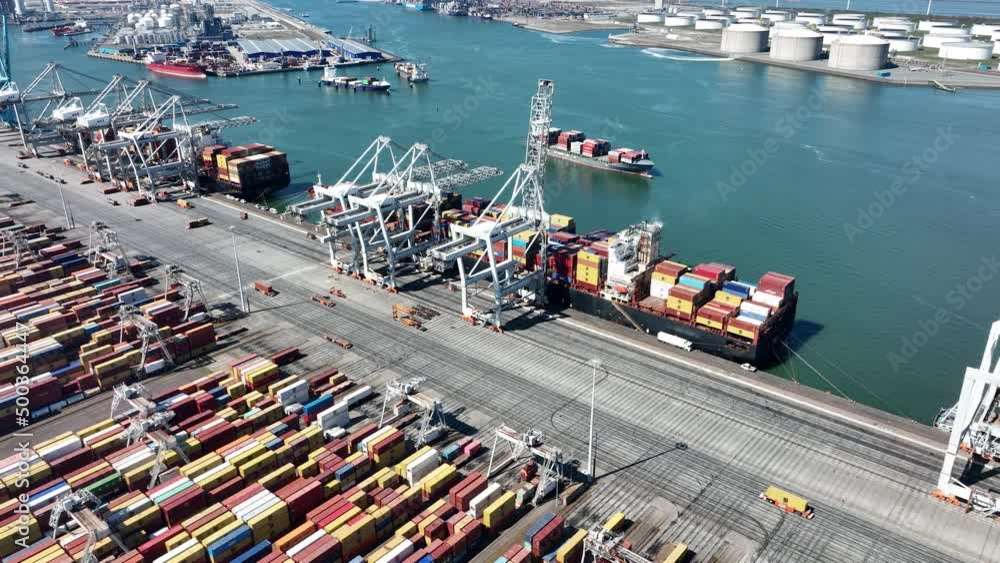 Vídeo do Stock: Container terminal logistic ship loading and unloading ...