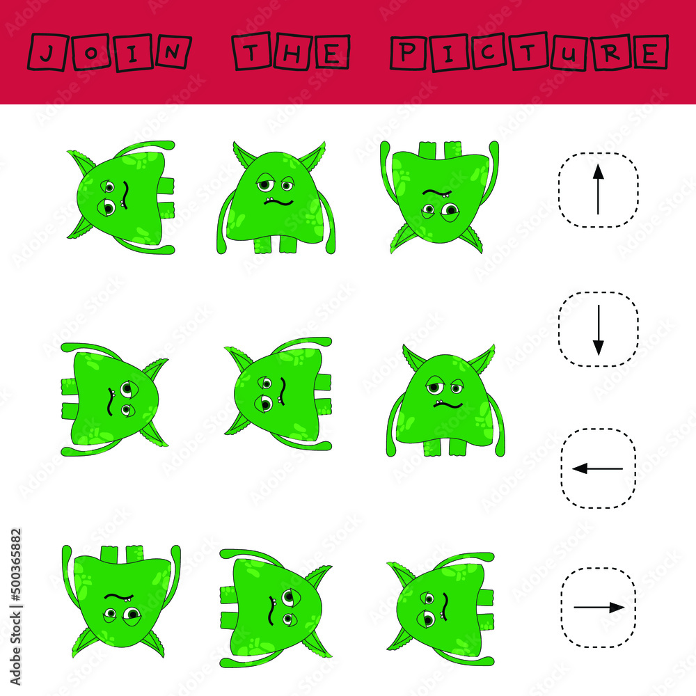 Line up the directions of the monsters. Educational children's game ...