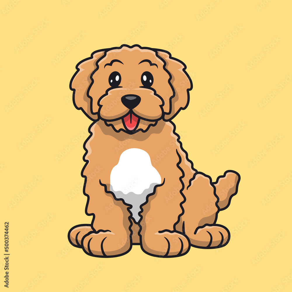 Cute Golden Doodle Dog Cartoon Vector Icon Illustration. Animal Dog ...
