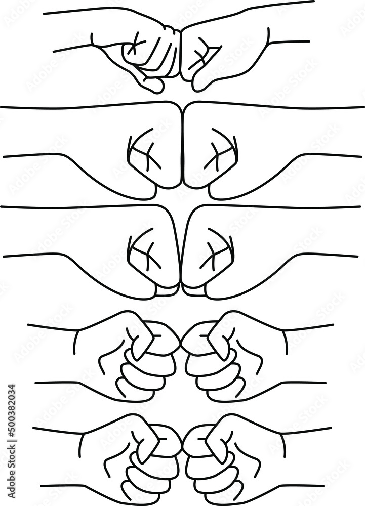 vector illustration, fist bump, line, tattoo, outline Stock Vector ...