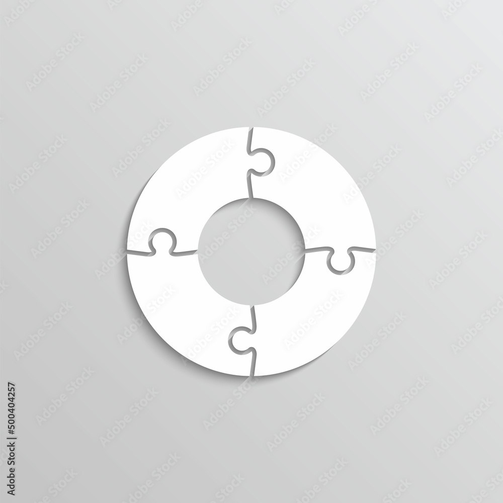 Puzzle pieces set. Round jigsaw grid. Circular scheme of thinking game ...