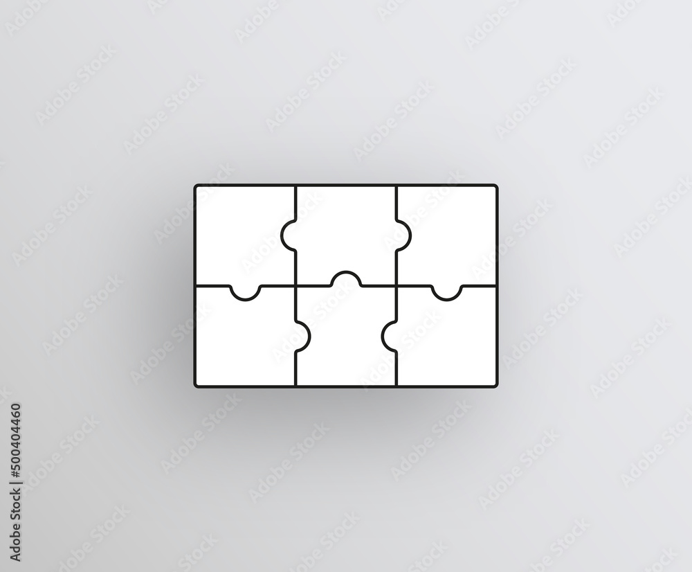 Puzzle pieces. Jigsaw grid. Thinking mosaic game with 2x3 shapes ...