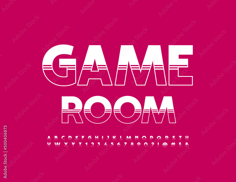 Vector modern poster Game Room. White and Pink Alphabet Letters ...