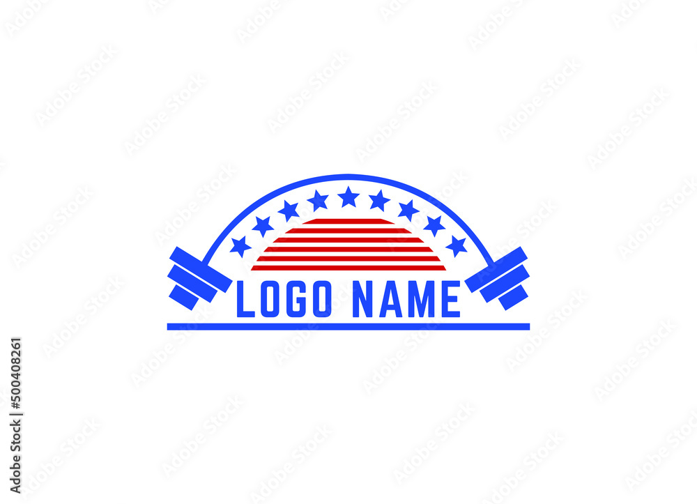 Barbell Logo for fitness, gym. Emblems, labels, badges, logos. American ...