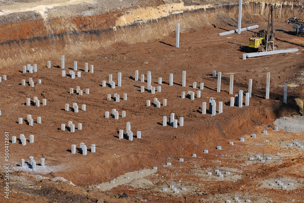 Foundation technology using piles for skyscrapers. Construction of high ...