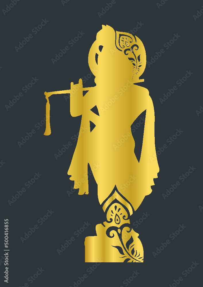 Lord Shri Krishna silhouette in gold. Stock Vector | Adobe Stock
