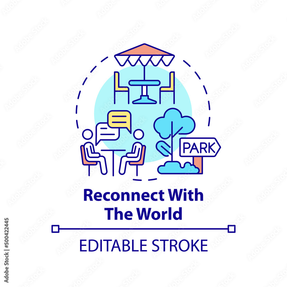 Reconnect with world concept icon. Back to real life. Social media ...