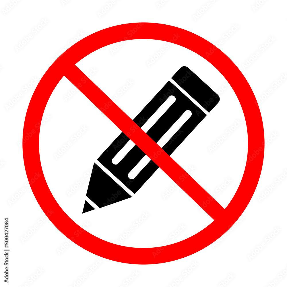 No or Stop. Pencil icon. Edit sign. Drawing or Writing equipment symbol ...