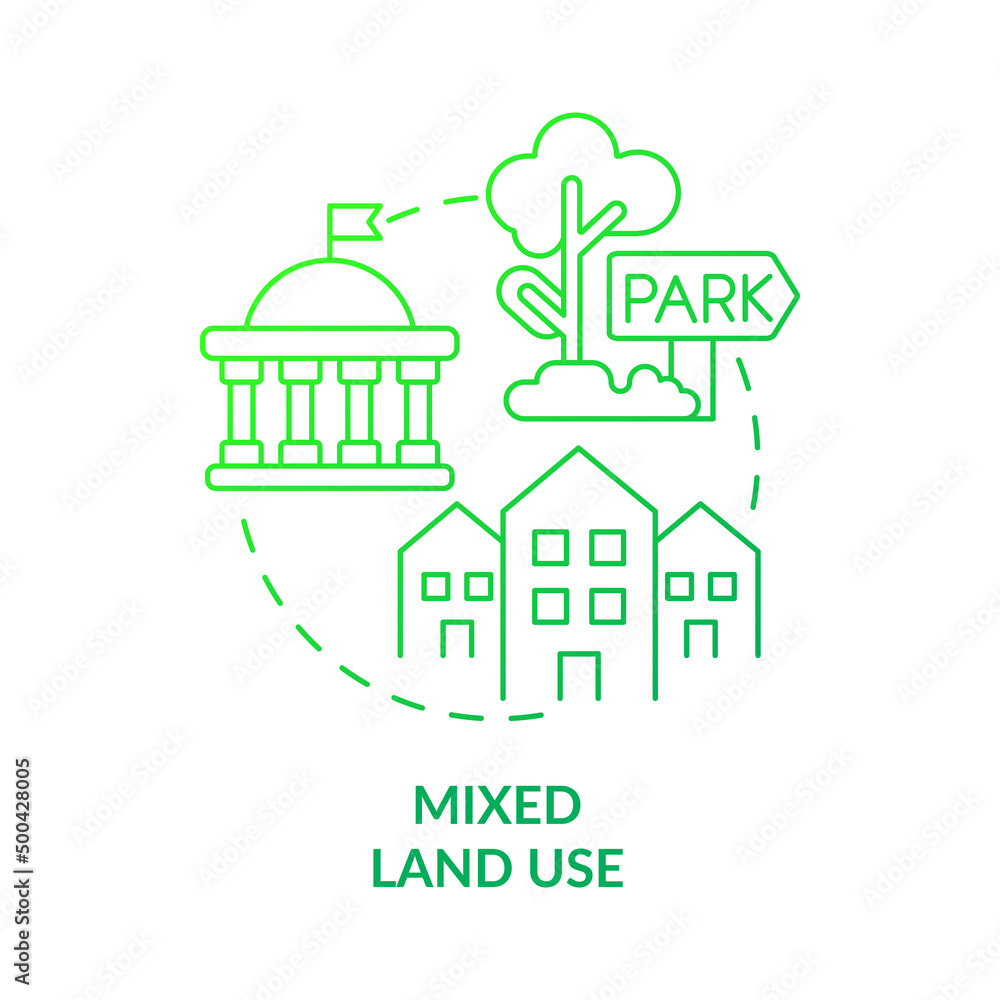 Mixed land use green gradient concept icon. Creating eco-friendly ...