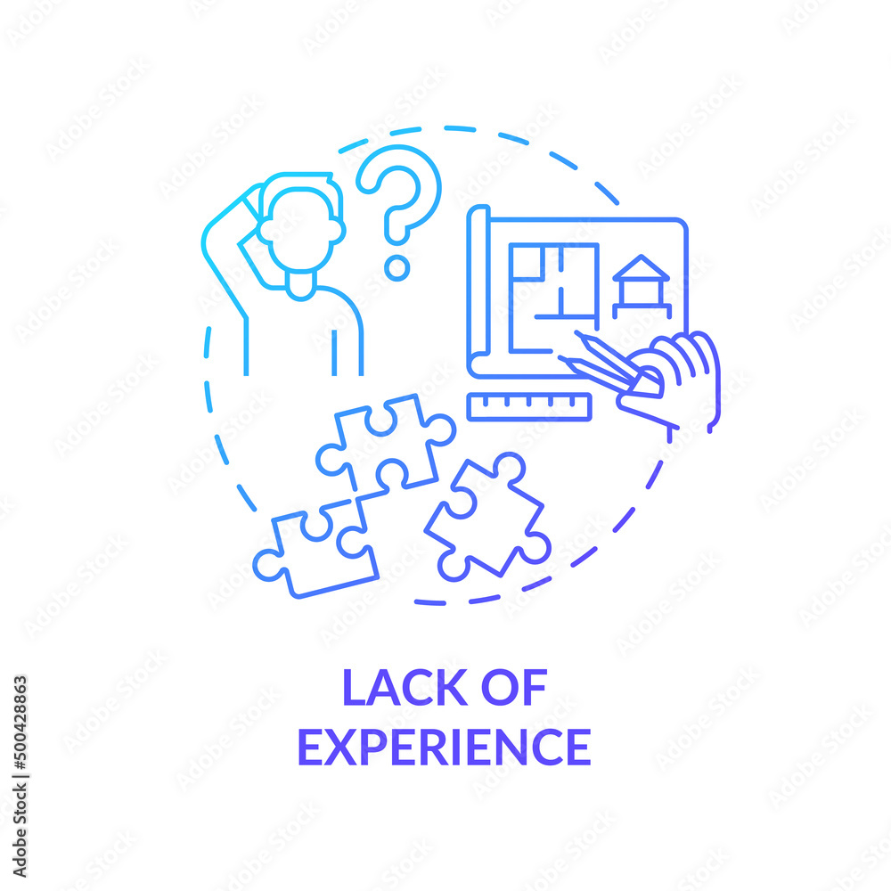 Lack of experience blue gradient concept icon. Disadvantage of zero ...