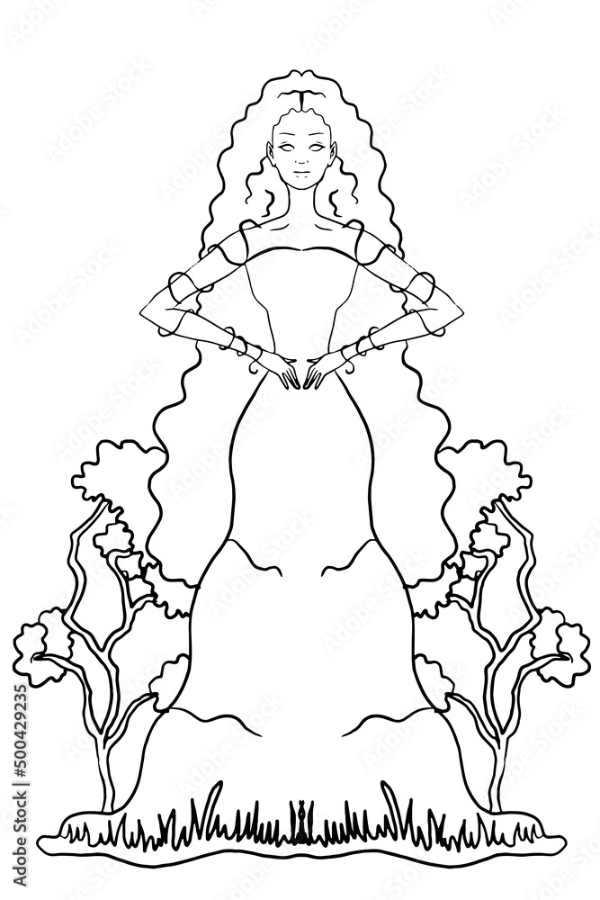 Greek mythology Gods, Gaia,illustration ,white background,line drawing ...