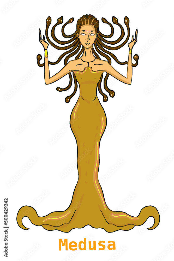 Greek mythology Gods, Medusa,illustration ,white background,line ...