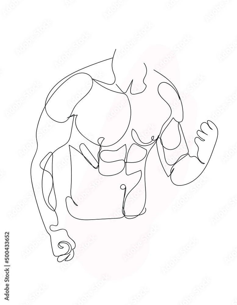 Line art abstract isolated vector illustration of a muscled man ...