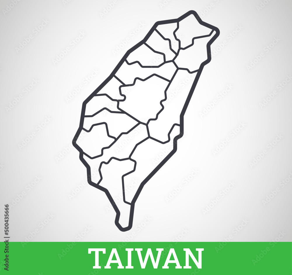 Simple outline map of Taiwan. Vector graphic illustration. Stock Vector ...