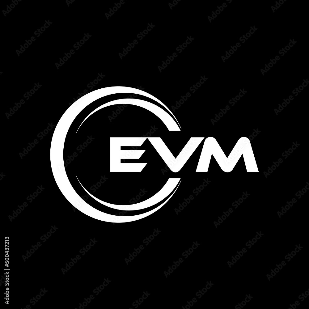 EVM letter logo design with black background in illustrator, vector ...