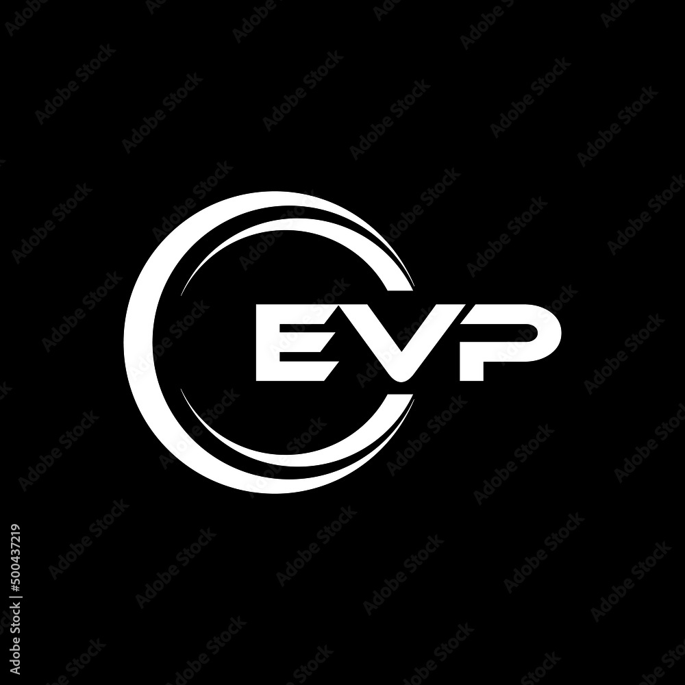 EVP letter logo design with black background in illustrator, vector ...