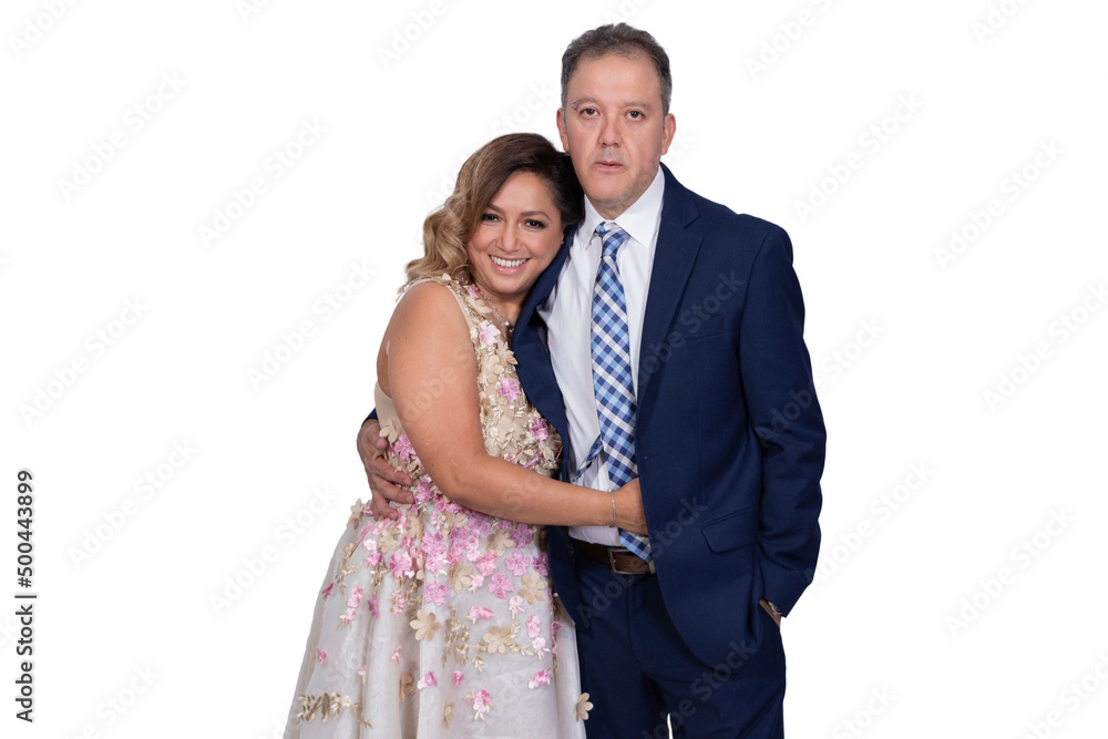 Pareja de novios posando felices, abrazados y muy enamorados Stock ...