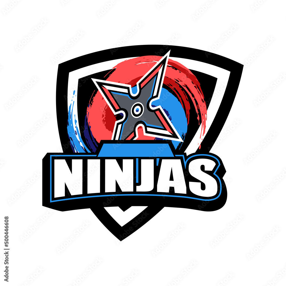 shield ninja shuriken logo emblem. Stock Vector | Adobe Stock