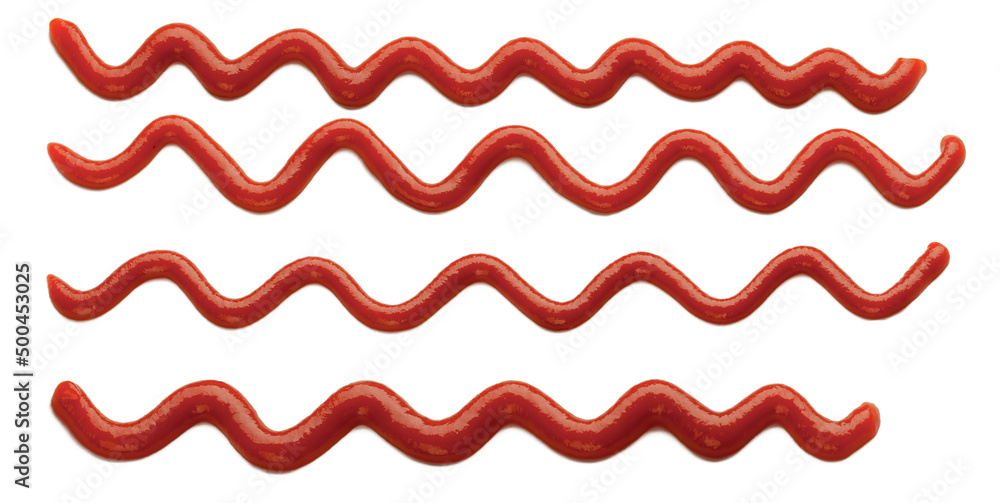 Ketchup spots and lines. Collection of different ketchup shapes ...