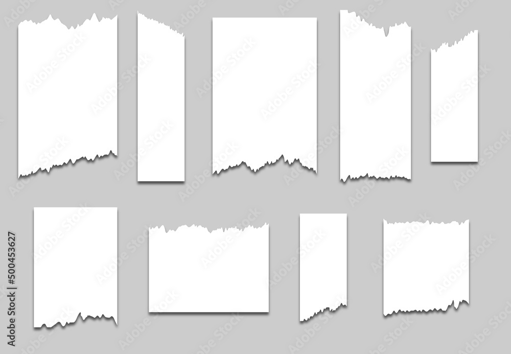 Torn sheets of paper. Torn paper strips set. note paper blank sign tag ...