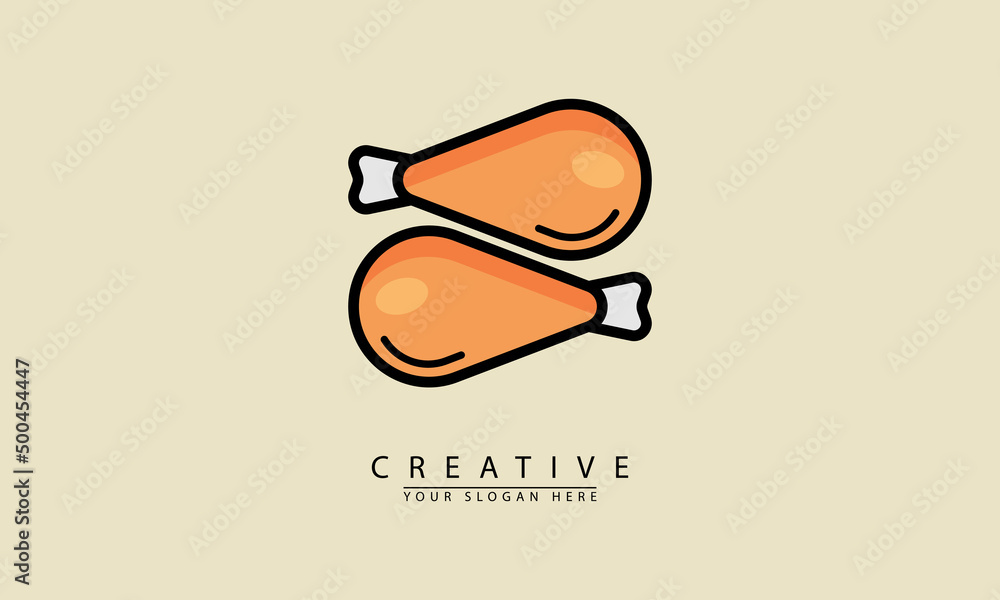 simple chicken leg design Fried or grilled thigh logo Stock Vector ...