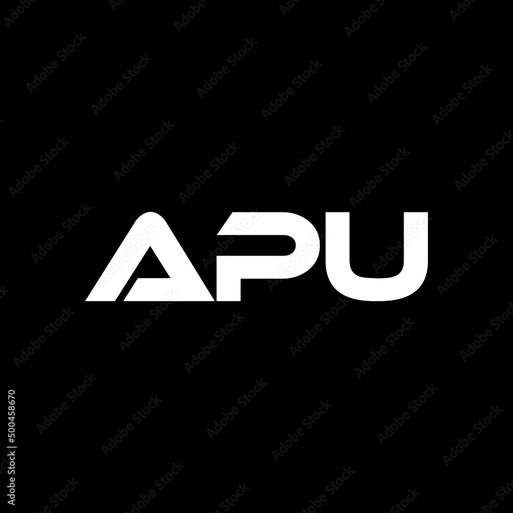 APU letter logo design with black background in illustrator, vector ...