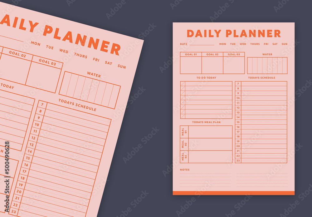 Daily Planner Layout Stock Template | Adobe Stock