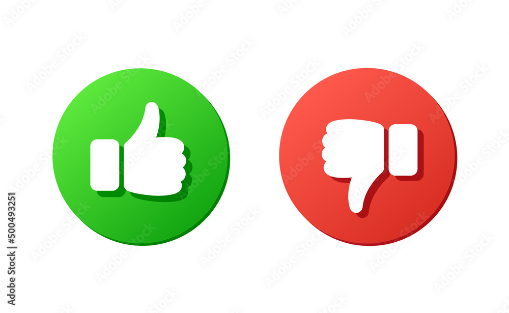 like and dislike icon set, positive and negative reaction buttons for ...