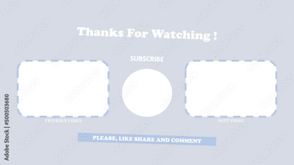 End Screen Youtube Channel Template with Gray Background and Simple ...