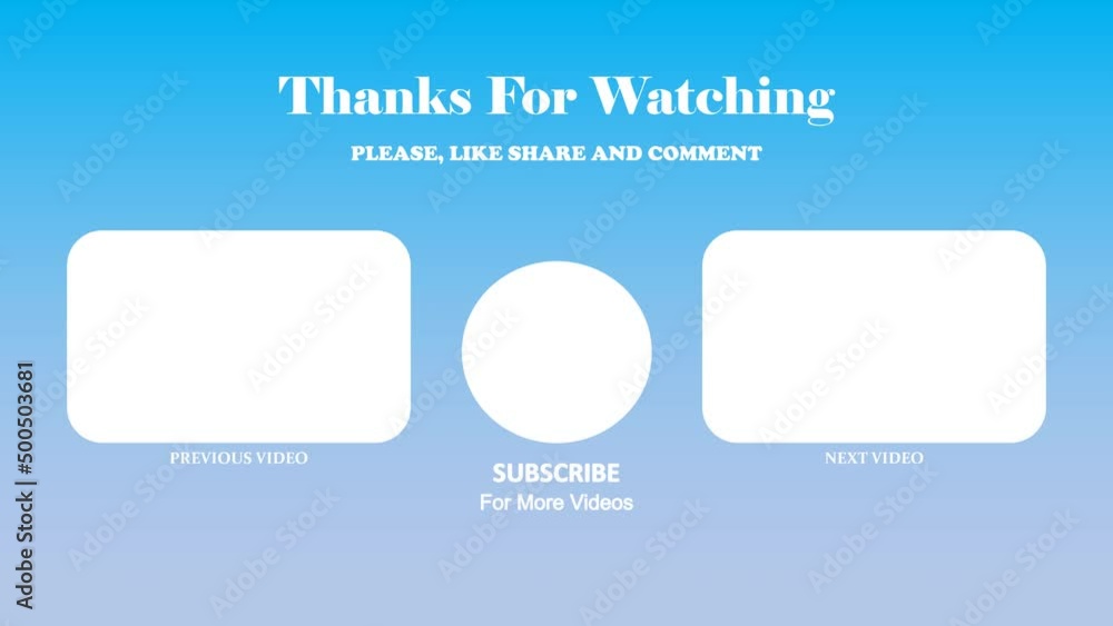 End Screen Youtube Channel Template with Blue Background and Simple ...