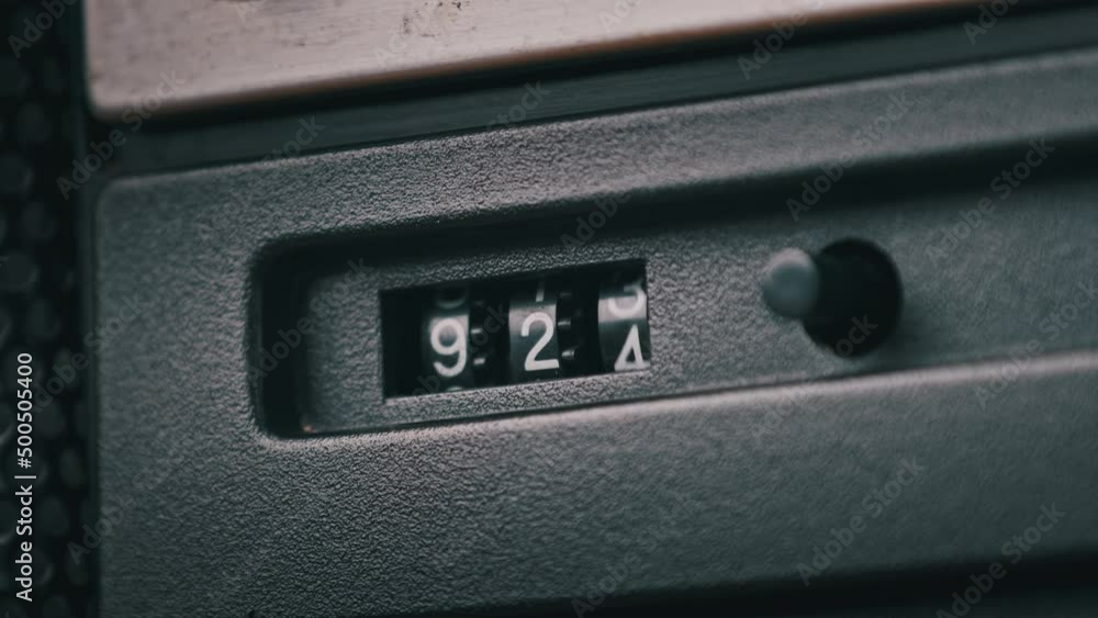 Vintage mechanical reel counter. Close-up of turning digit mechanical ... Vintage mechanical reel counter. Close-up of turning digit mechanical ...