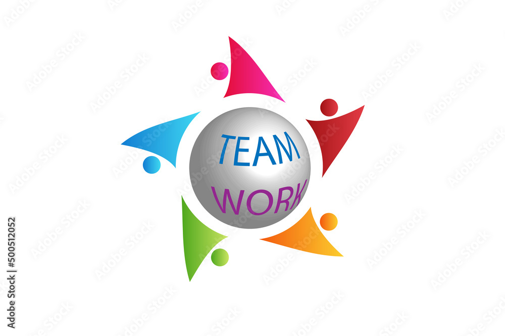 Logo teamwork people unity social media workers group of friends around ...