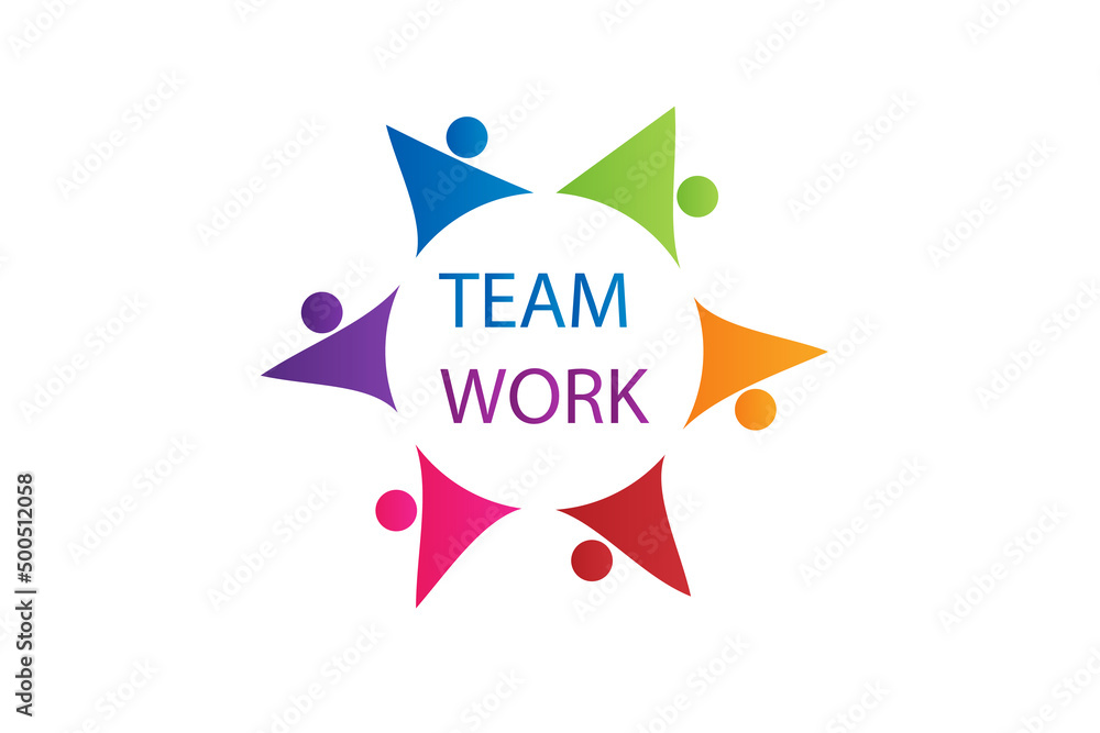 Logo teamwork people unity social media workers group of friends around ...