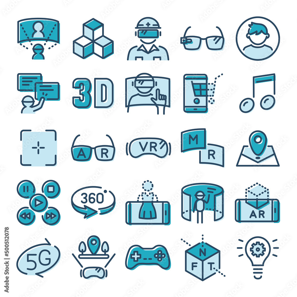 XR extended reality VR・AR・MR アイコンセット Stock Vector | Adobe Stock