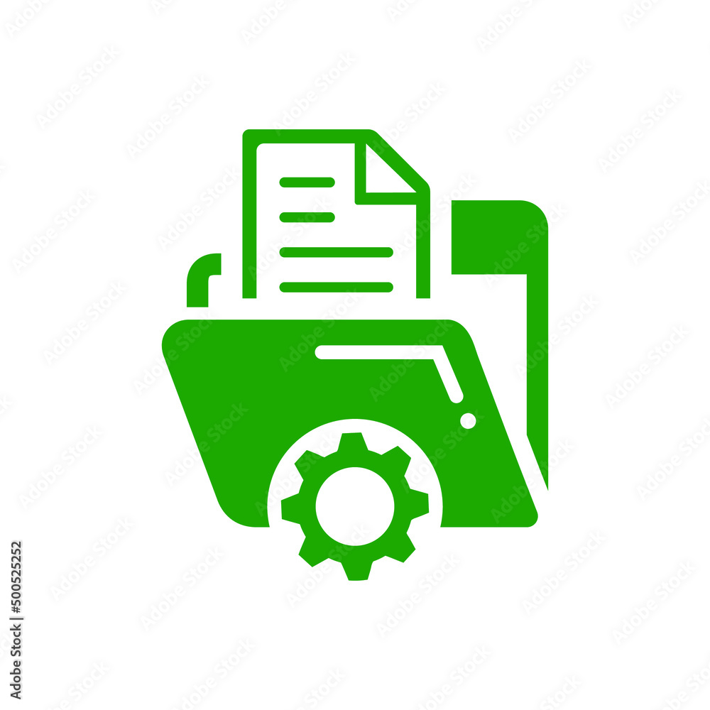 Document, documents, setting, folder icon. Green vector sketch. Stock ...