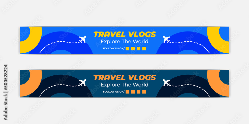 Travel youtube channel art cover template and youtube banner Stock ...