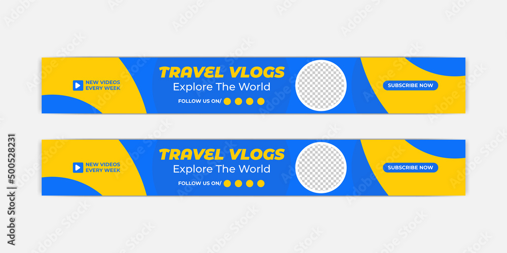 Travel youtube channel art cover template and youtube banner Stock ...