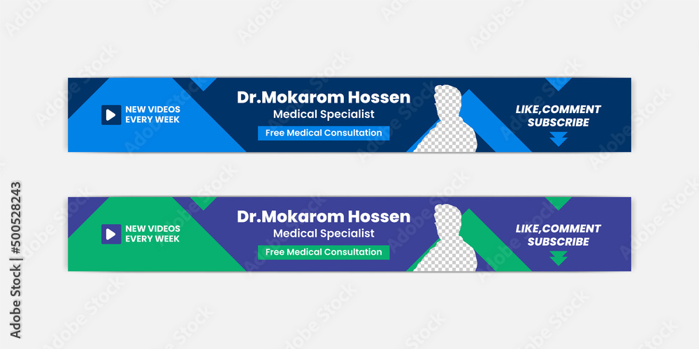 Medical healthcare youtube channel art cover template and youtube ...