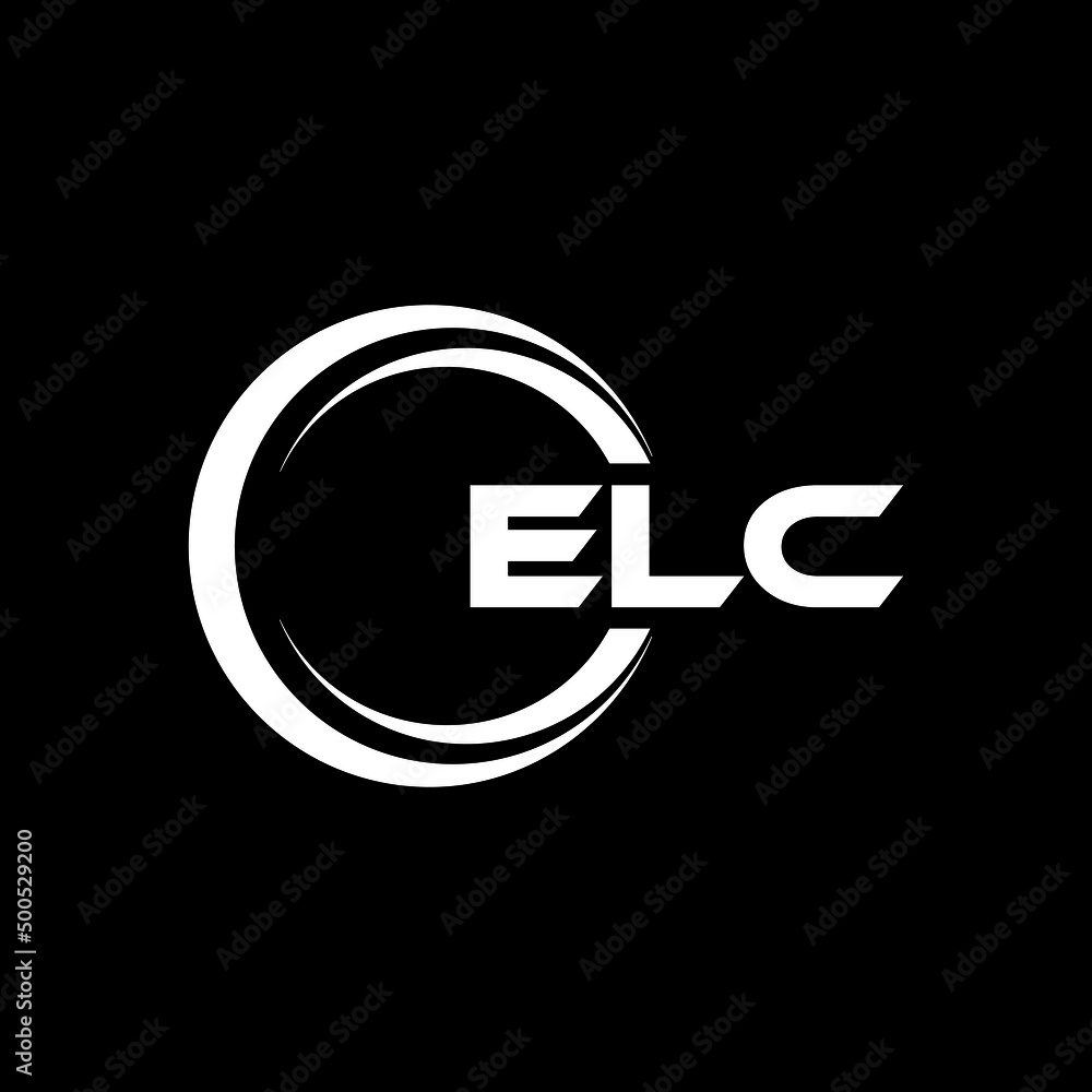 Vecteur Stock ELC letter logo design with black background in ...