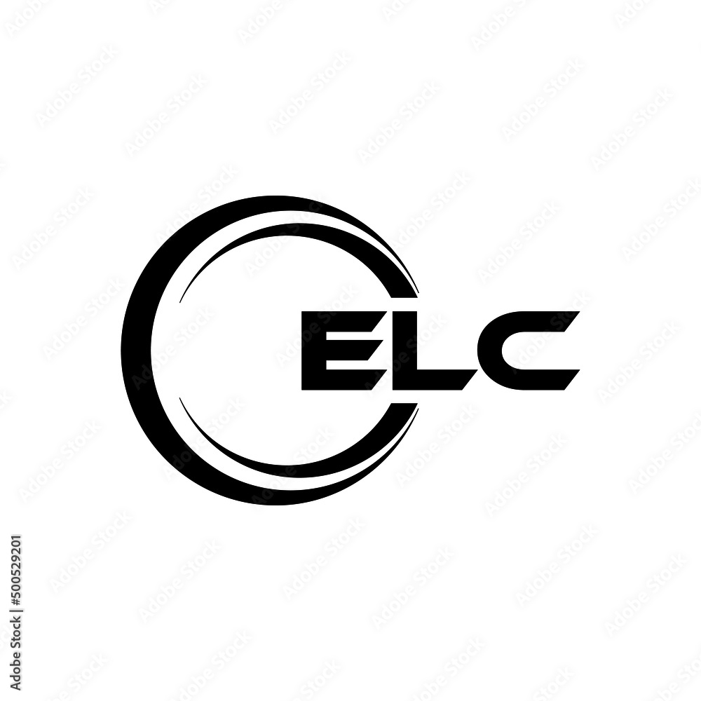 Vecteur Stock ELC letter logo design with white background in ...