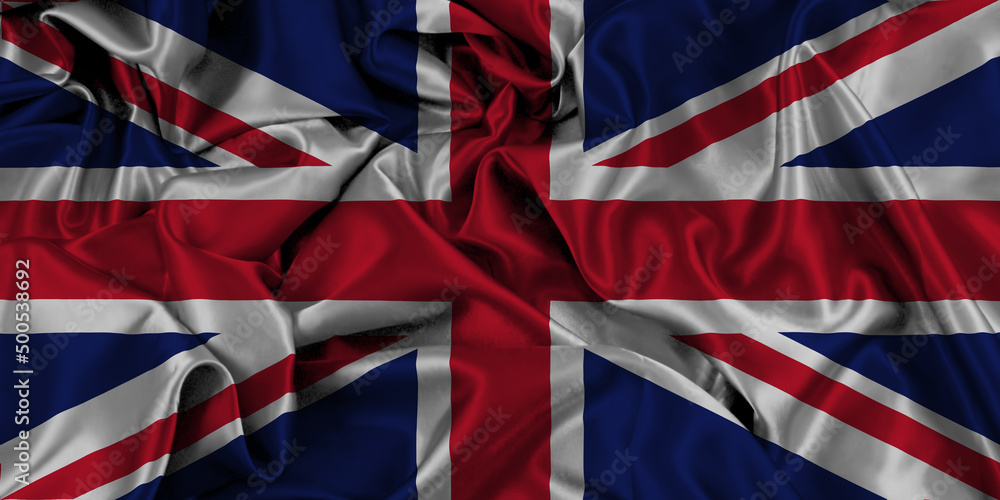 Realistic Union Jack flag background with folds and creases Stock ...
