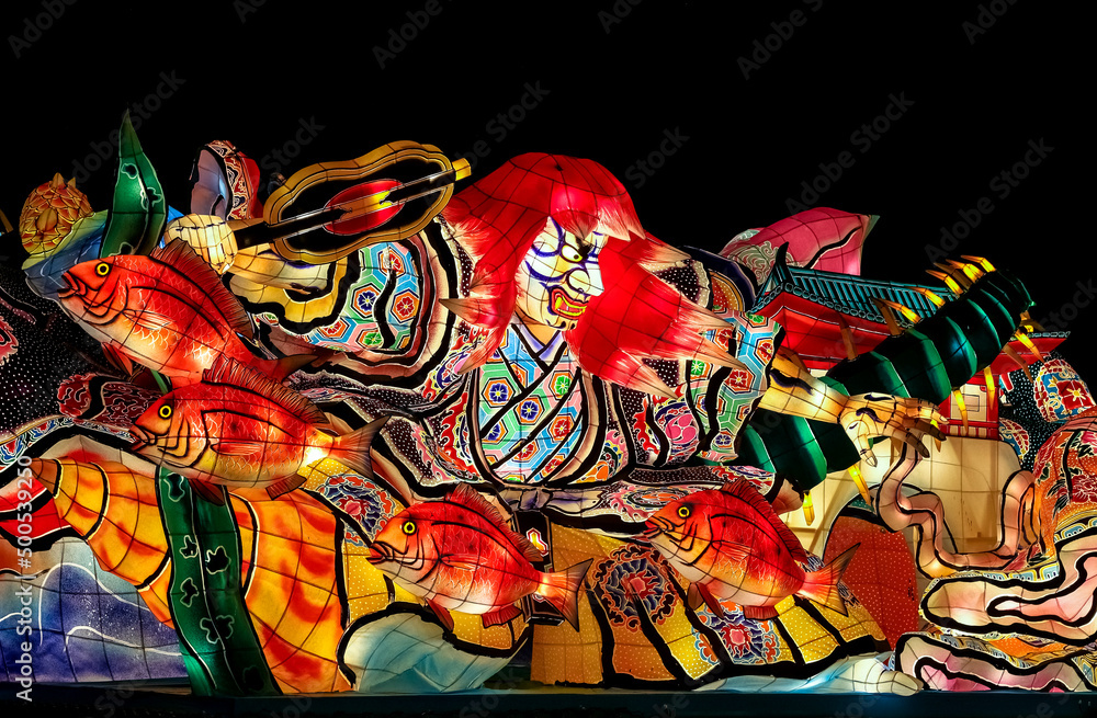 Aomori, Japan - February 16 2017: a spectacular warrior Nebuta float ...