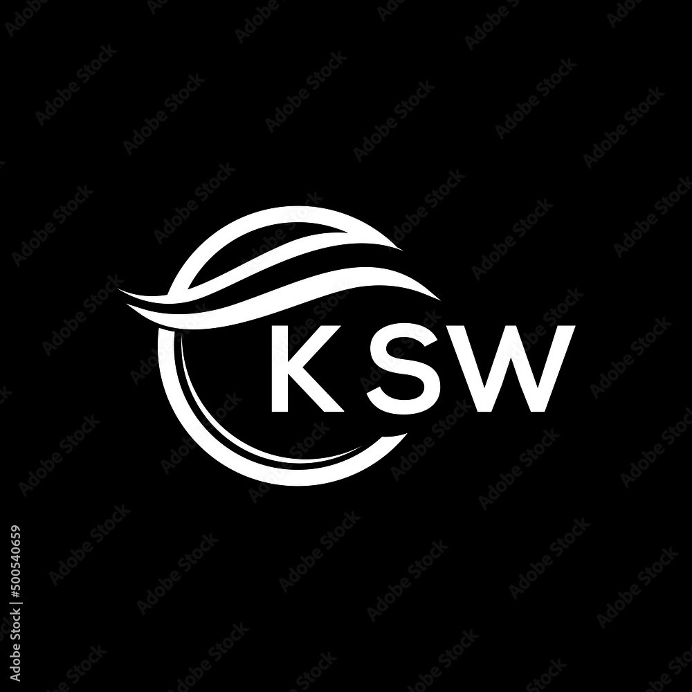 KSW letter logo design on black background. KSW creative initials ...